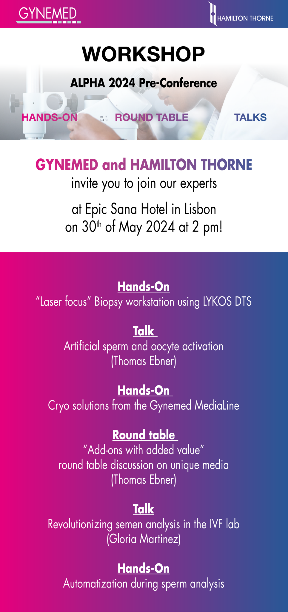 Einladung zum Workshop – ALPHA 2024 Pre-Conference : GYNEMED GmbH & Co. KG